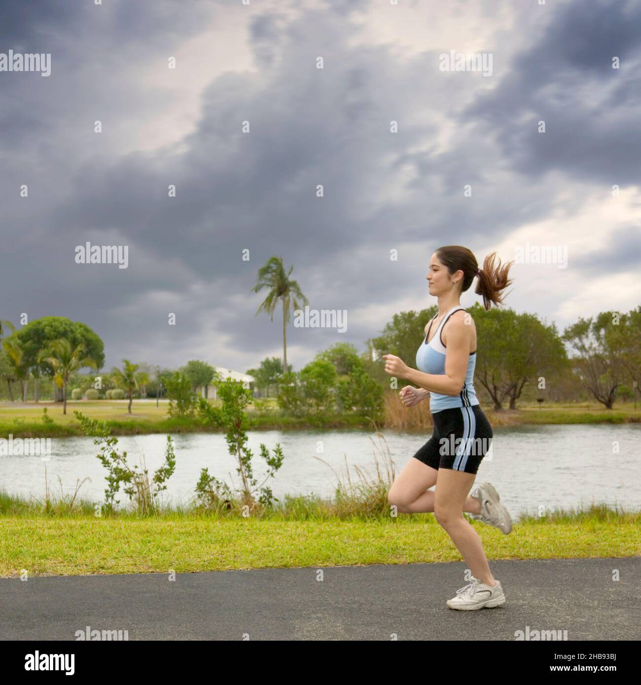 Caucasian Female Jogger USA Stock Photo - Alamy