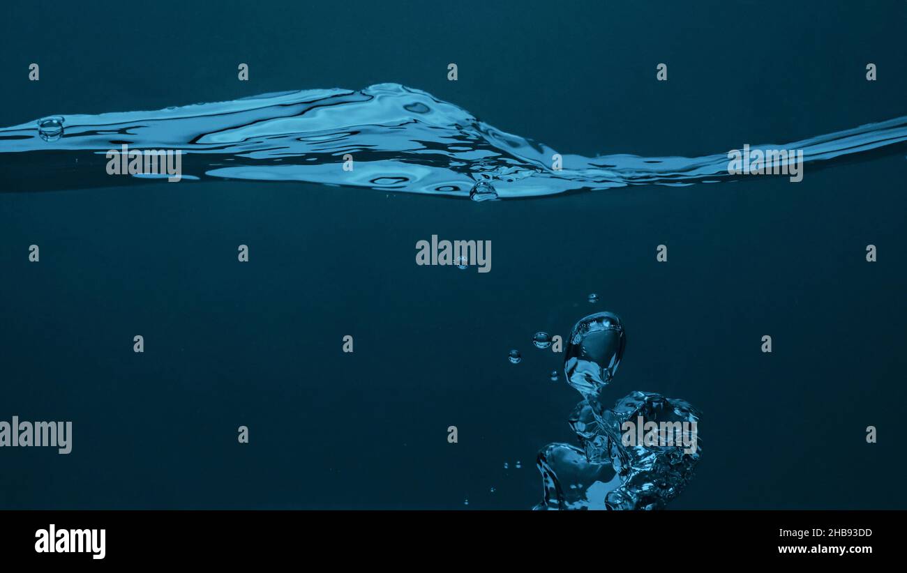 Soda water bubble splashing and floating drop. Represent sparkling and refreshing. Close up soda ...