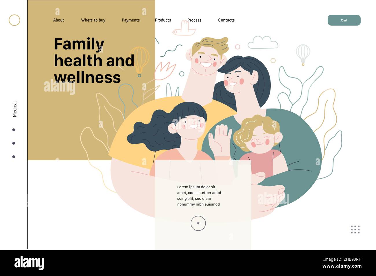 Family health and wellness - medical insurance web template - modern ...