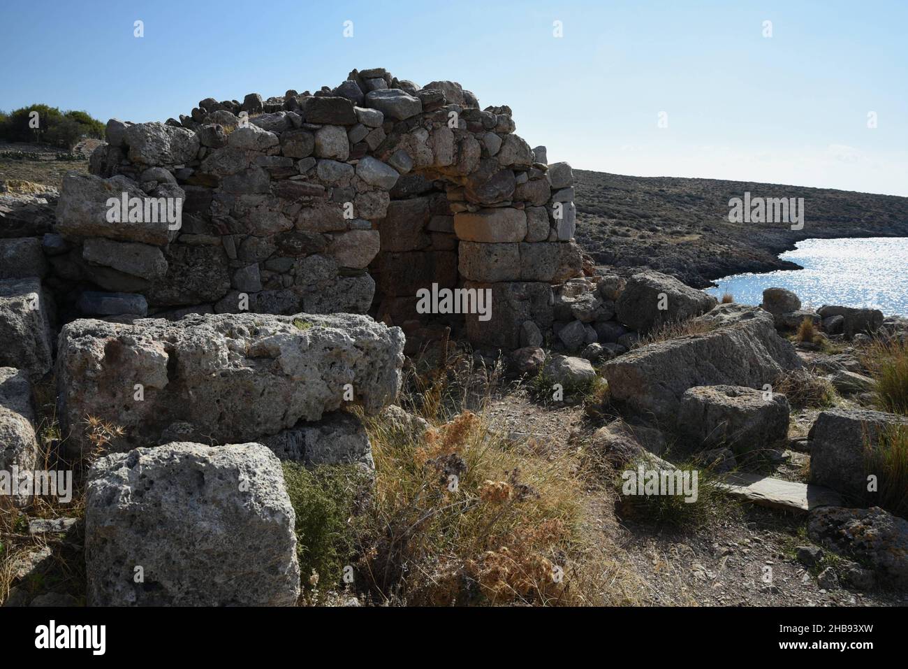 Landscape with scenic view of the ancient Sanctuary and Death Oracle of ...