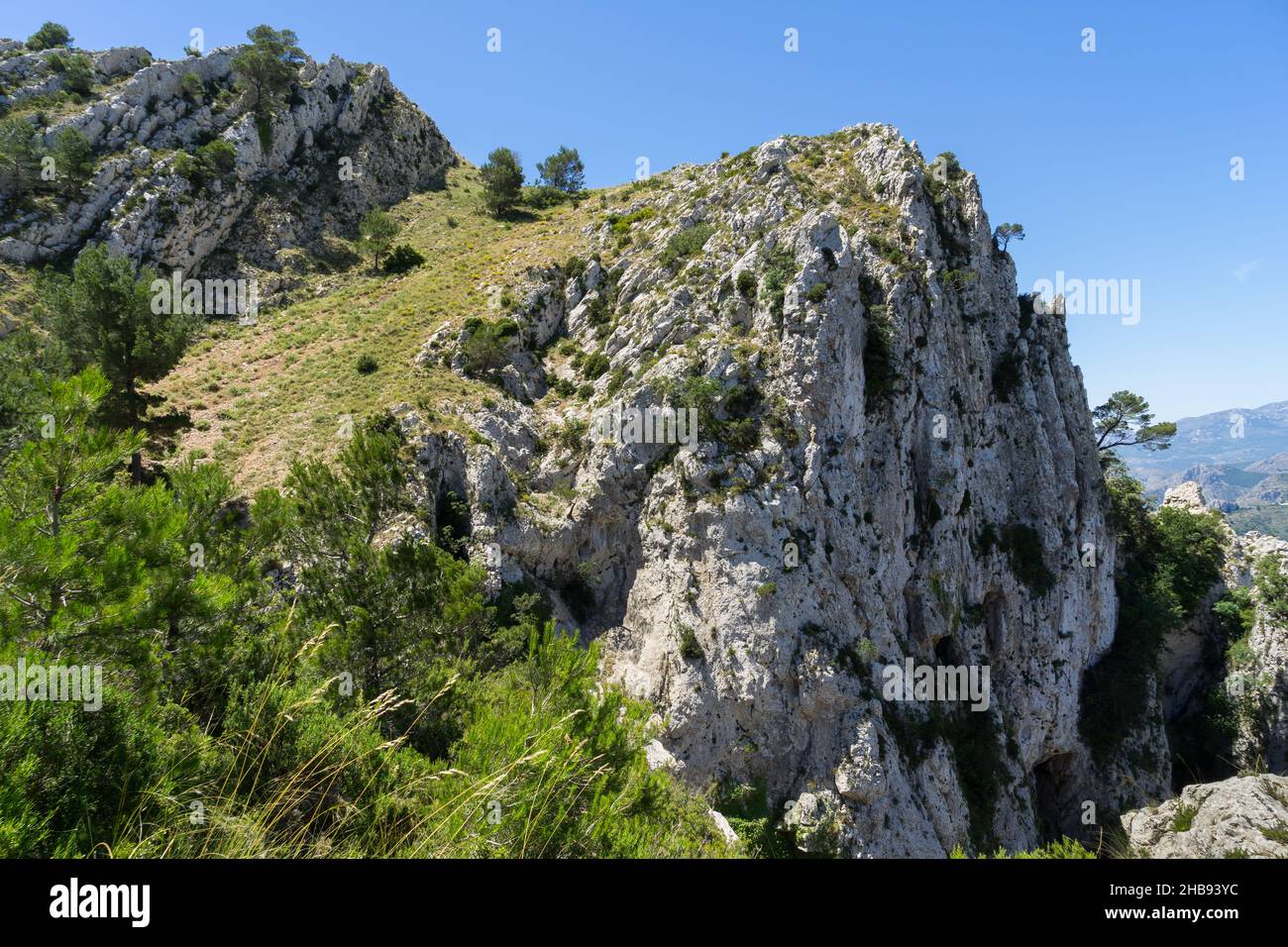 beautiful mediterranean mountain landscape in Spain white rocks and ...
