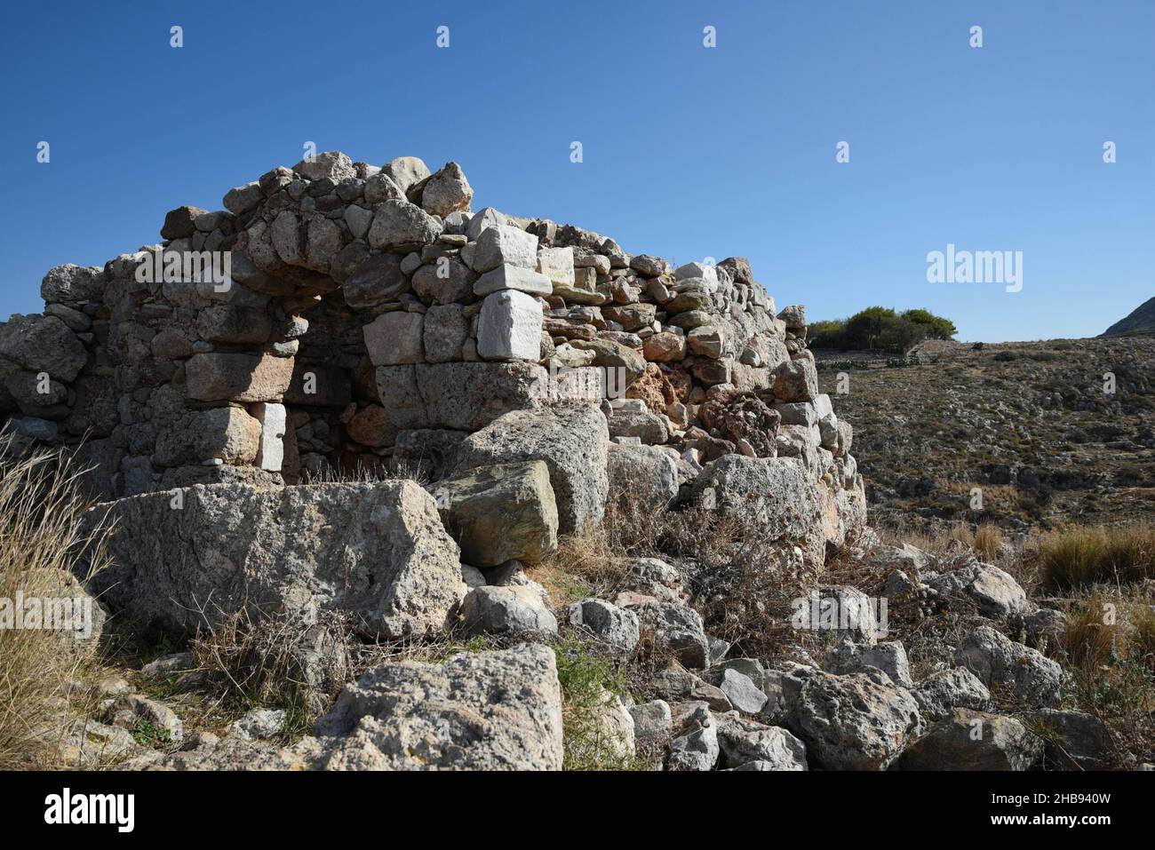 Landscape with scenic view of the ancient Sanctuary and Death Oracle of ...