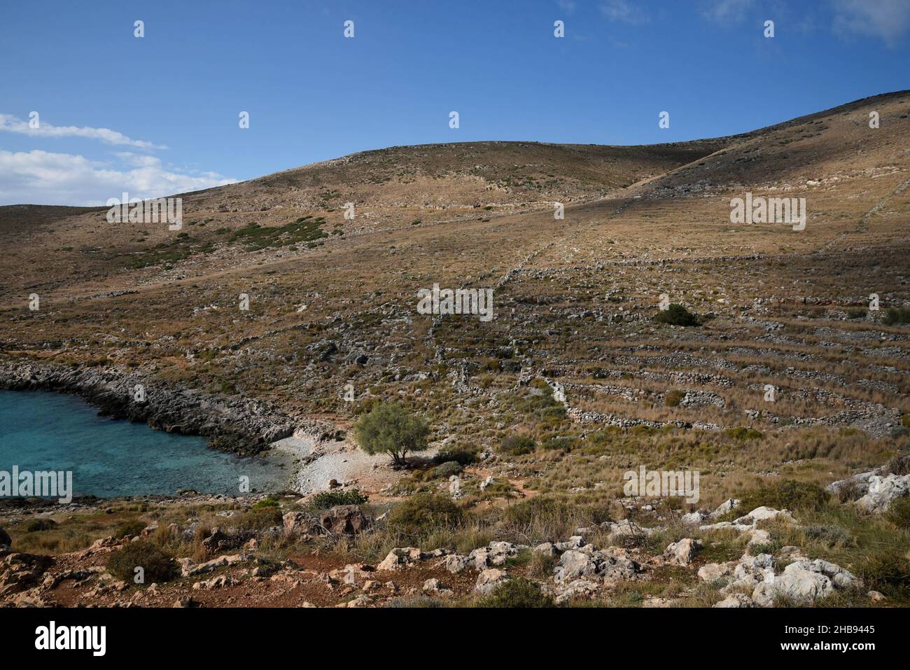 Landscape with scenic view of Cape Tainaron in Mani, Lakonia Greece ...