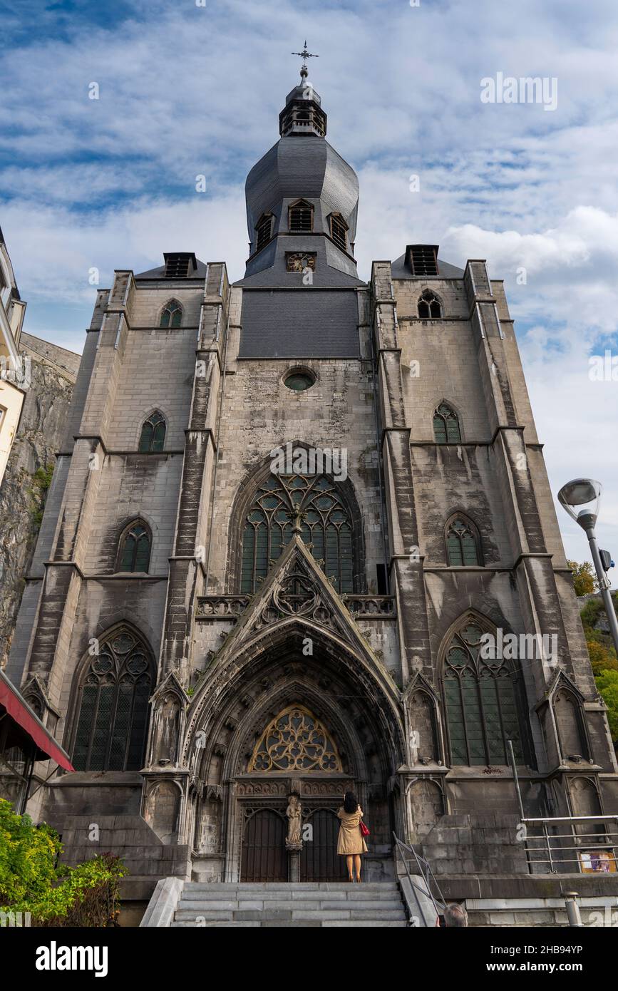 One of tourist attractions is Notre dame church, Dinant, Belgium Stock ...