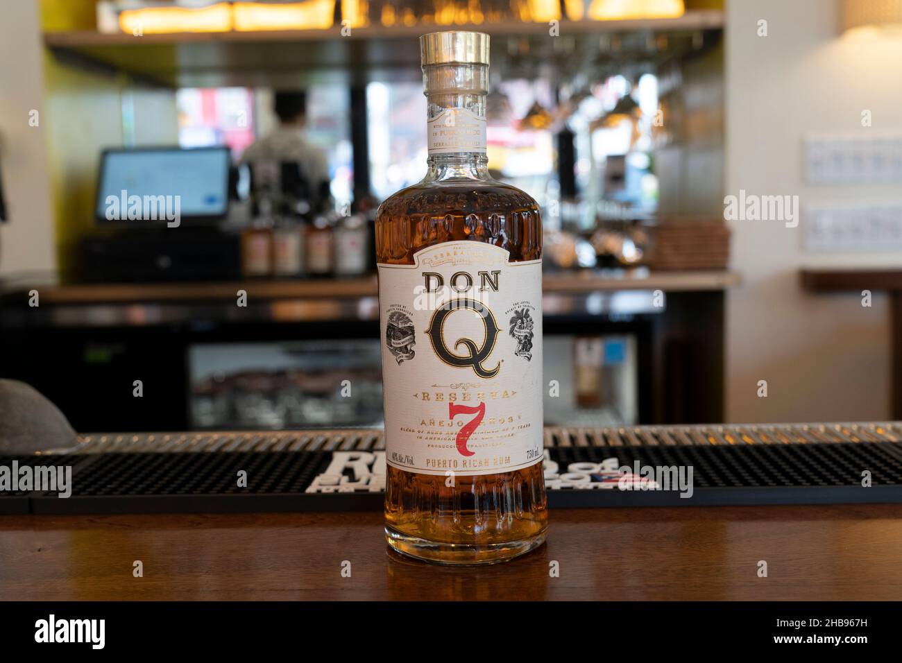 New York, NY - December 17, 2021: Bottle of Don Q Reserva Puerto Rican ...