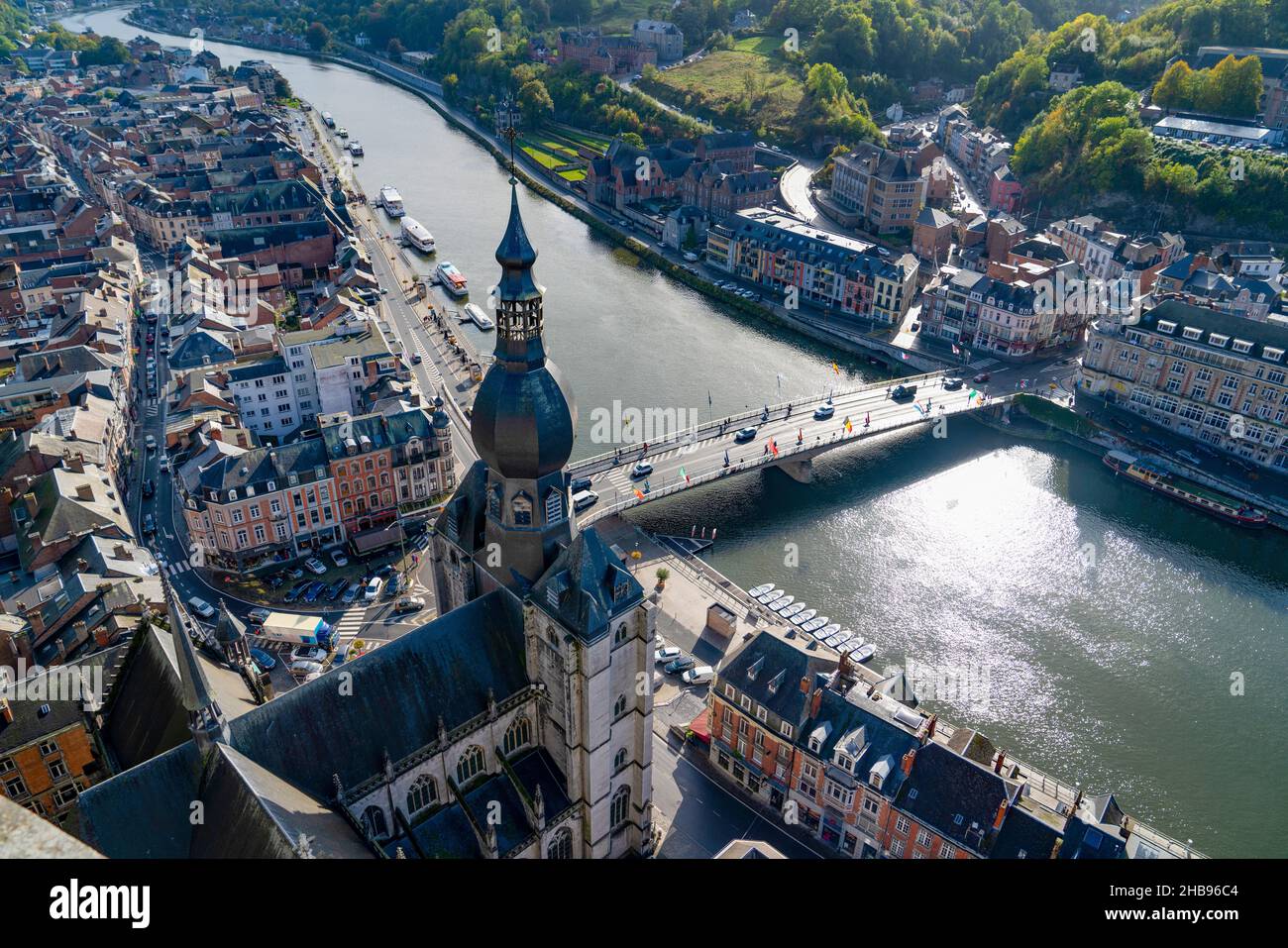 Dinant, Belgium - October 10 2019: Beautiful city Dinant with church ...