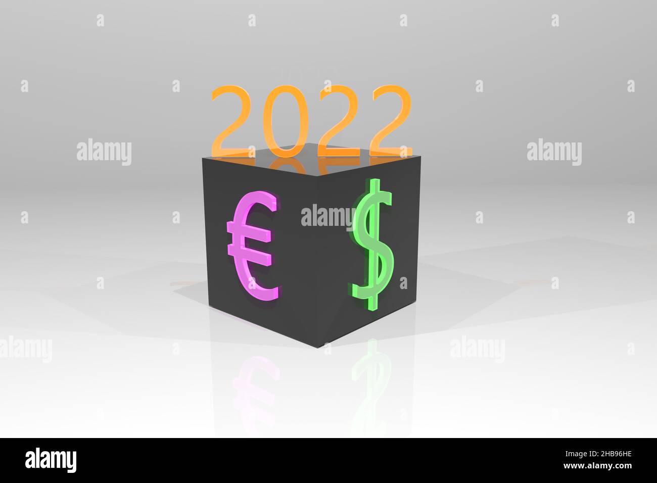 The 2022 Euro Dollar concept illustration 3D. 2022 Euro and Dollar ...