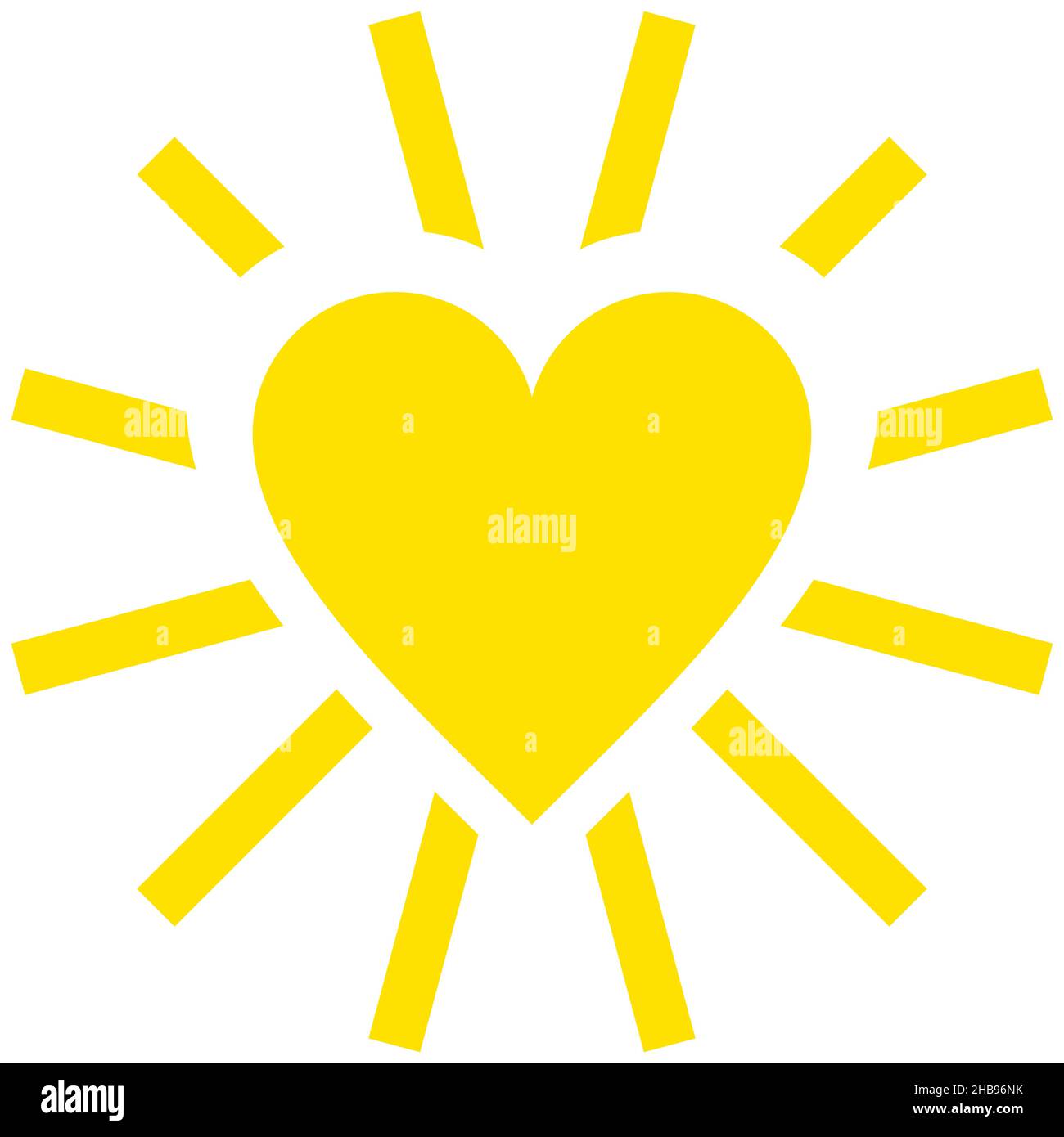 Sun heart yellow sign symbol icon isolated - vector illustration Stock ...