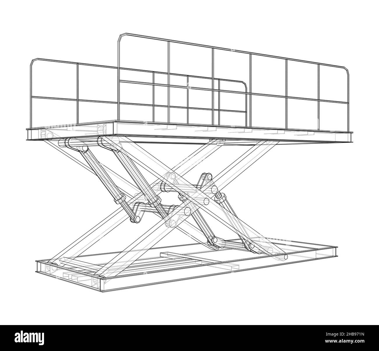 Scissors lift concept outline Stock Photo - Alamy