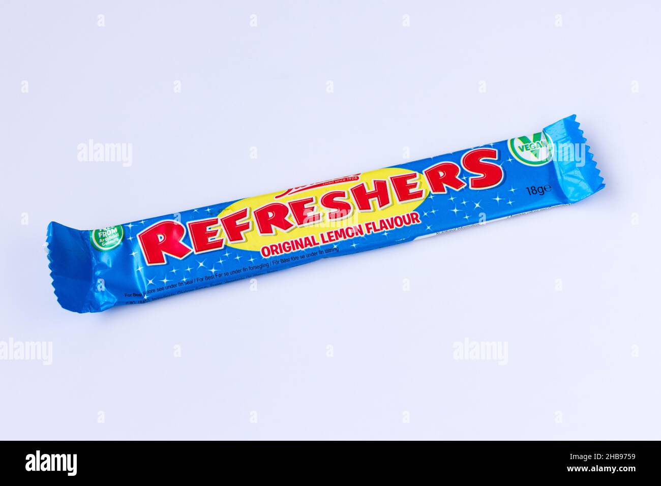 A Swizzels Refreshers chew sweet original lemon flavour, United Kingdom ...