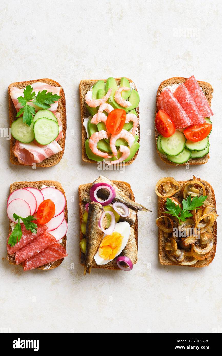 Open faced sandwich top view hi-res stock photography and images - Alamy
