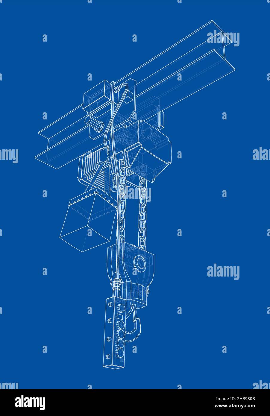 Winch or lifting machine concept outline Stock Photo - Alamy