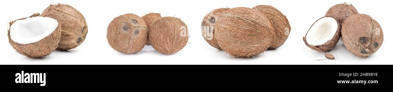Collection of coconut on a white background cutout Stock Photo - Alamy