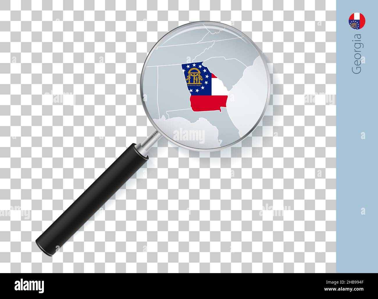 Georgia map with flag in magnifying glass on transparent background ...