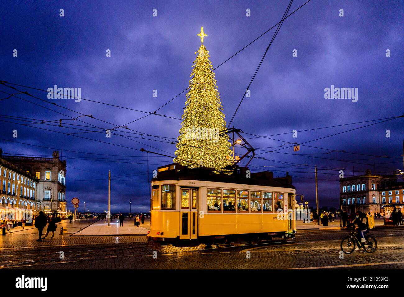 Christmas lights in Lisbon Stock Photo - Alamy