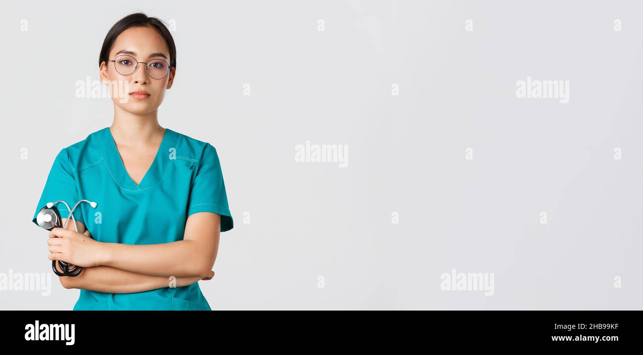 Covid-19, coronavirus disease, healthcare workers concept. Professional ...