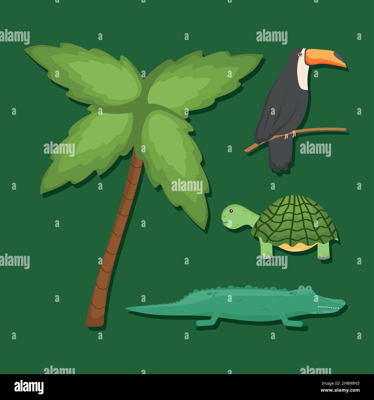 tree palm and animals Stock Vector Image & Art - Alamy