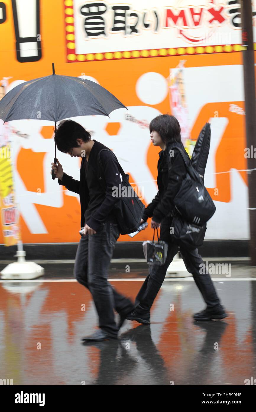People in the rain in the streets view in Osaka japan in 2010 Stock ...