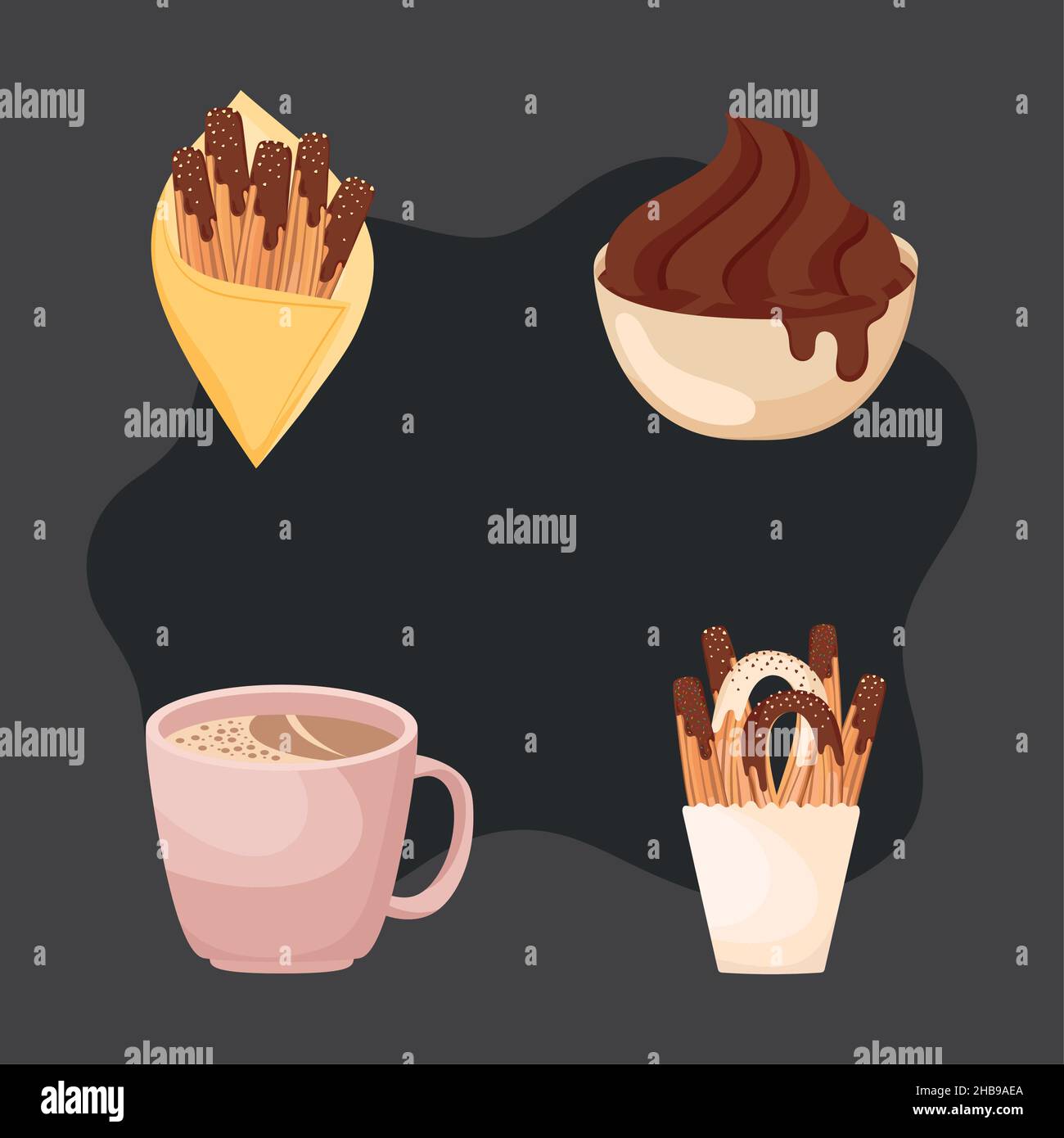 Bowl hot chocolate breakfast Stock Vector Images - Alamy