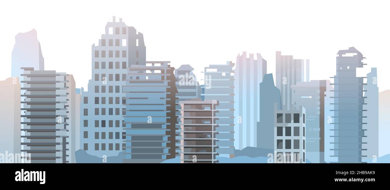 Ruined city Backgdrop. Apocalypse scene. Armageddon death of ...