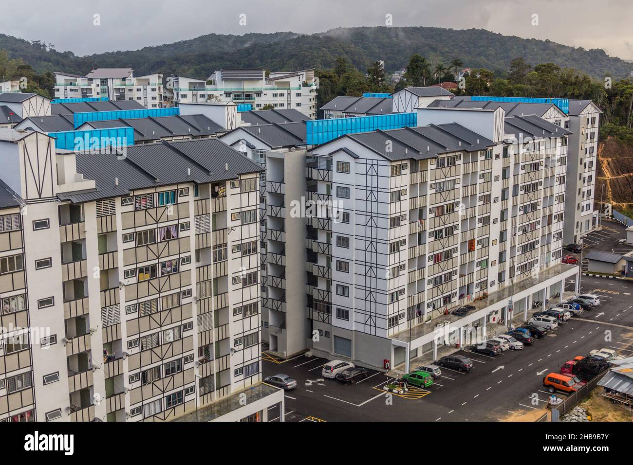 Buildings of Tanah Rata town in the Cameron Highlands, Malaysia Stock ...