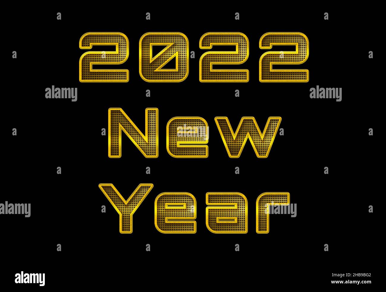 Perforated golden metal numbers 2022 New Year, yellow metal numbers ...