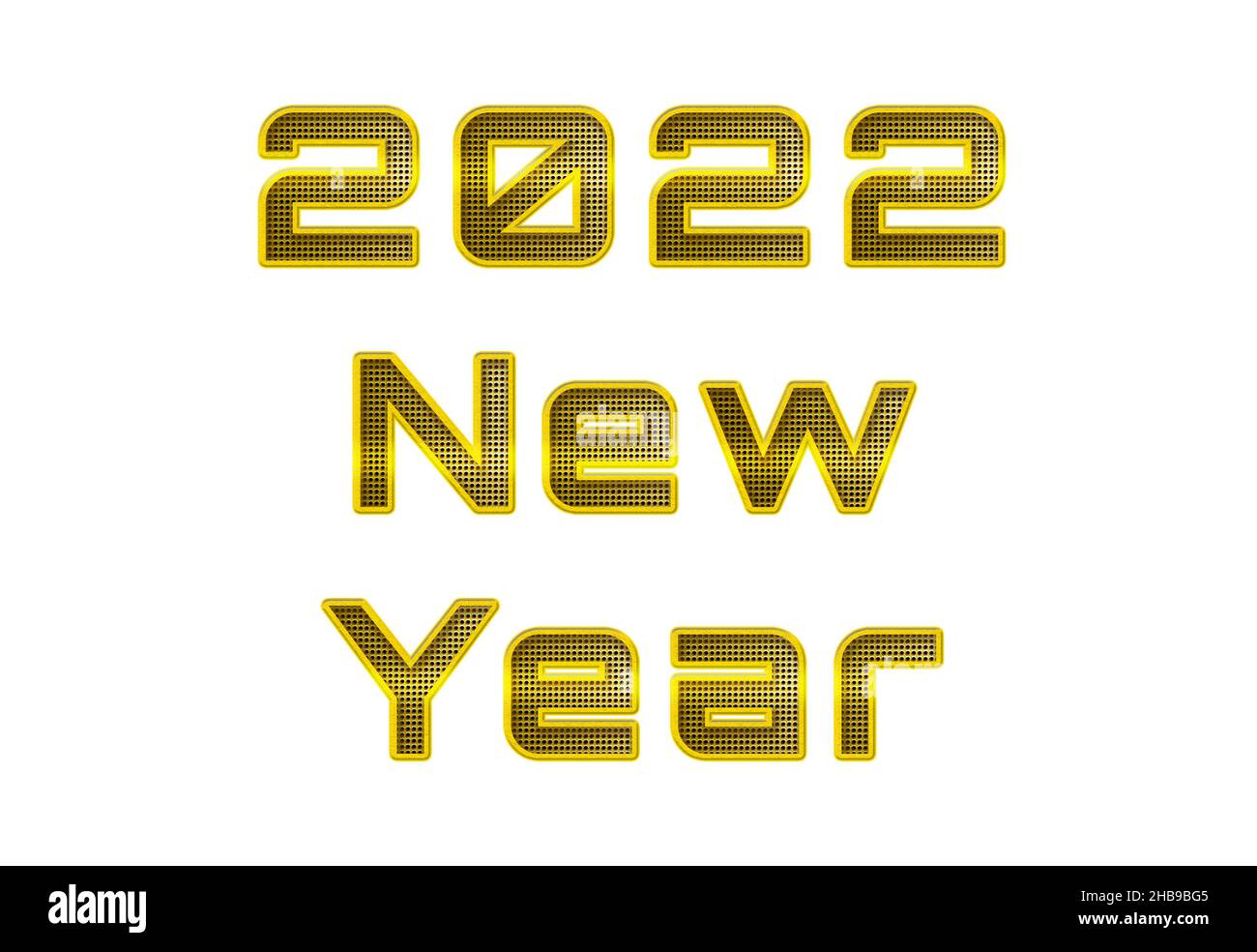 Perforated golden metal numbers 2022 New Year, yellow metal numbers ...