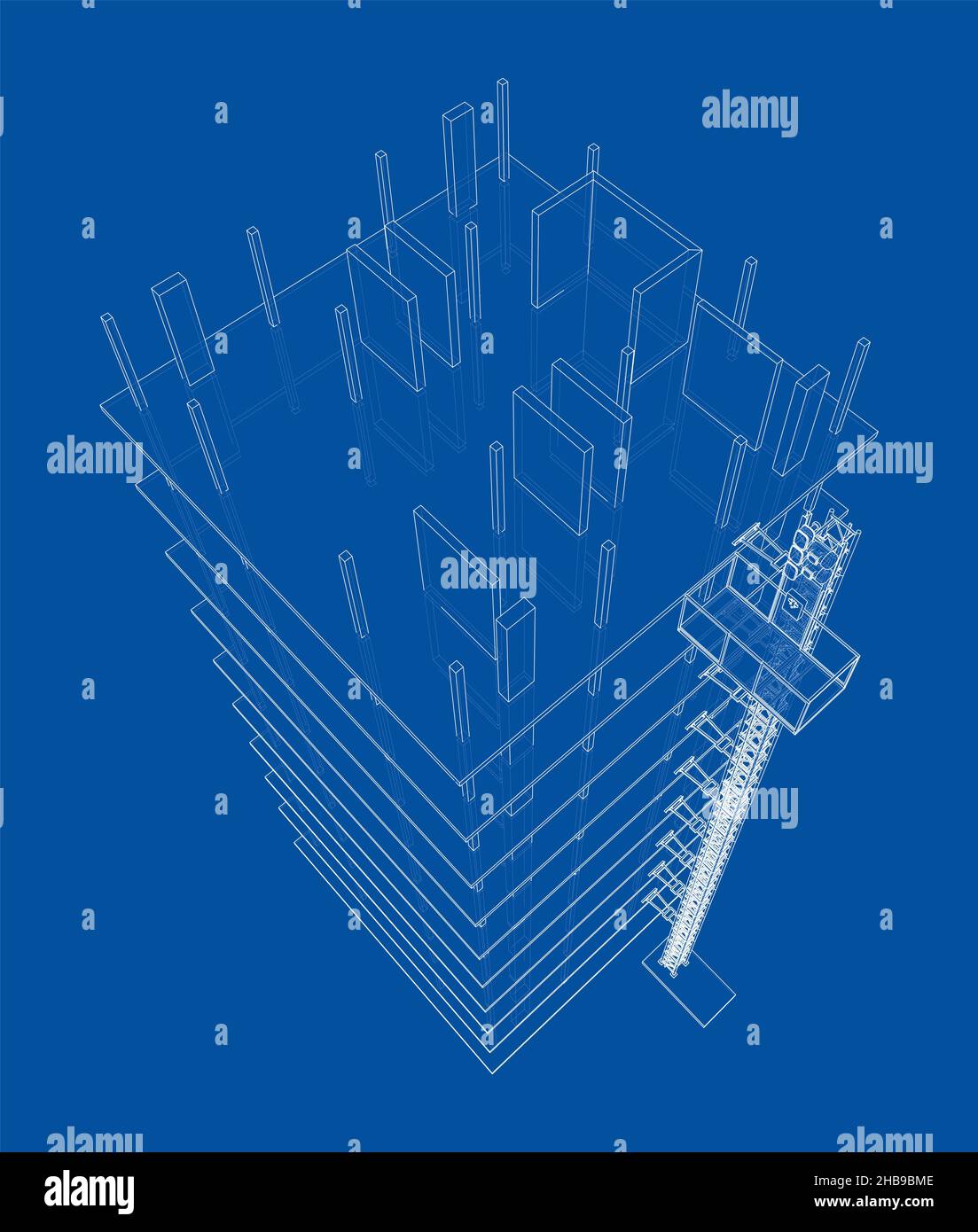 Building under construction with mast lifts Stock Photo - Alamy