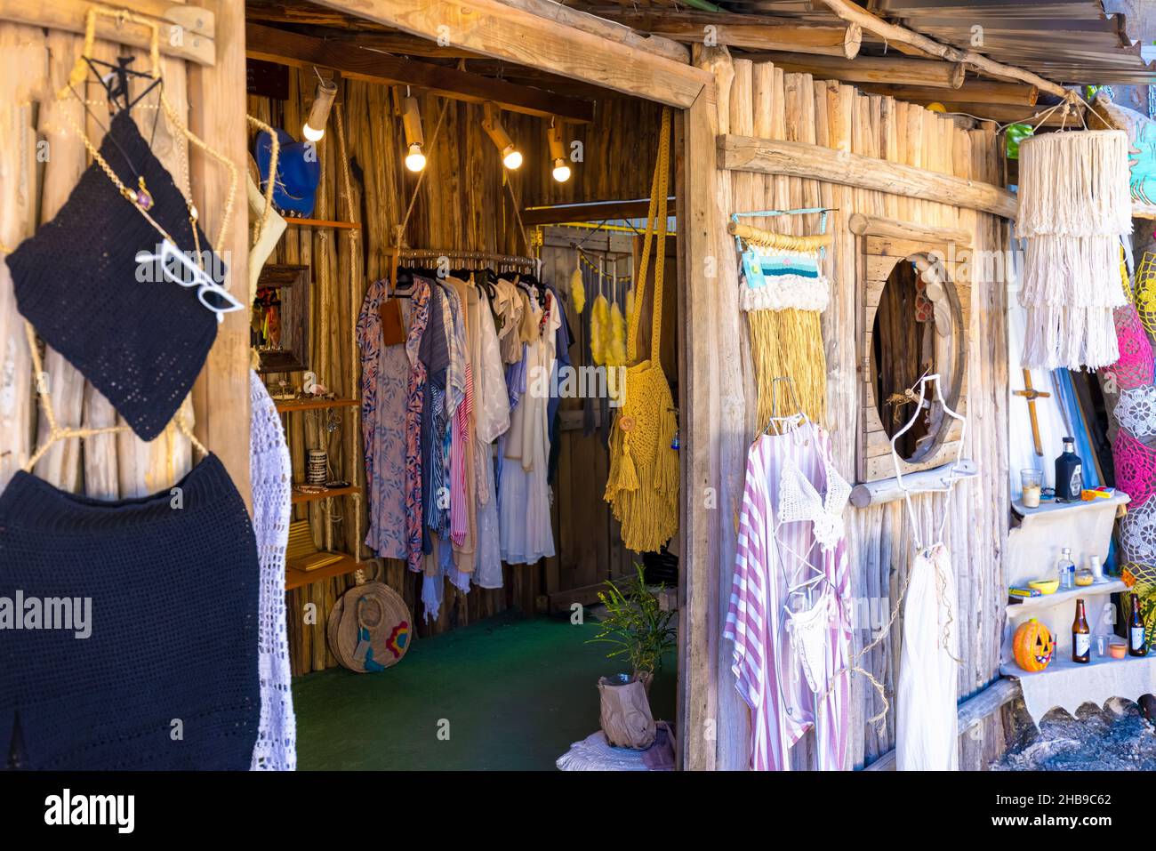 Colorful old city streets in historic city center of Tulum. It is a ...
