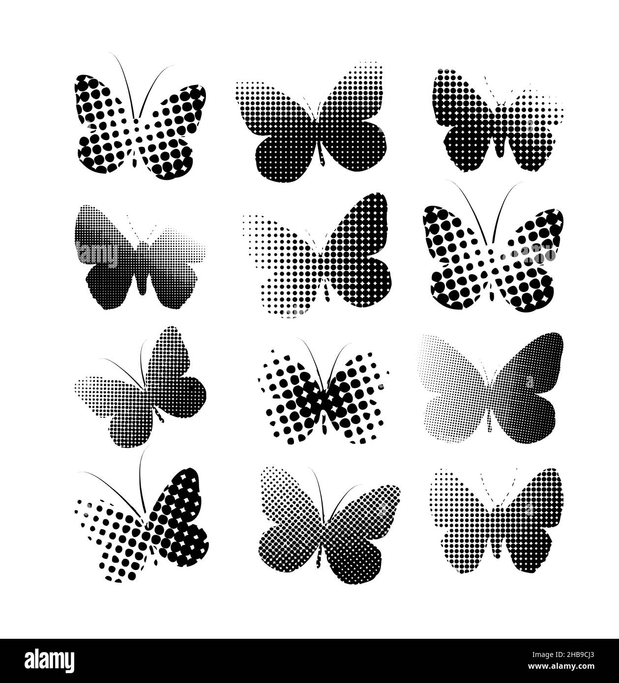 Set of butterflies from dots. Vector illustration Stock Vector Image ...