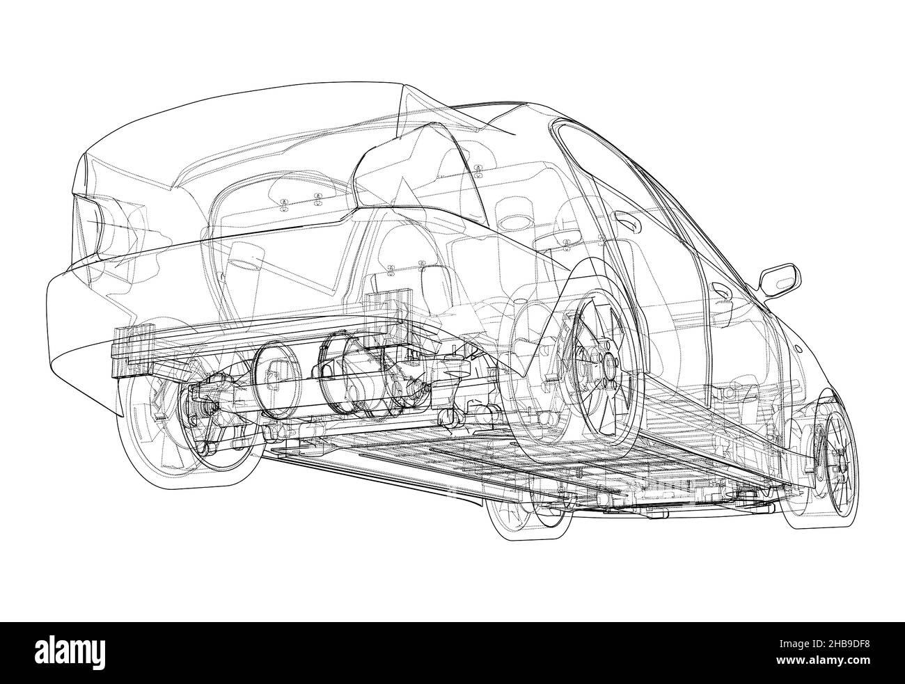 Electric Car With Chassis. 3d illustration Stock Photo - Alamy