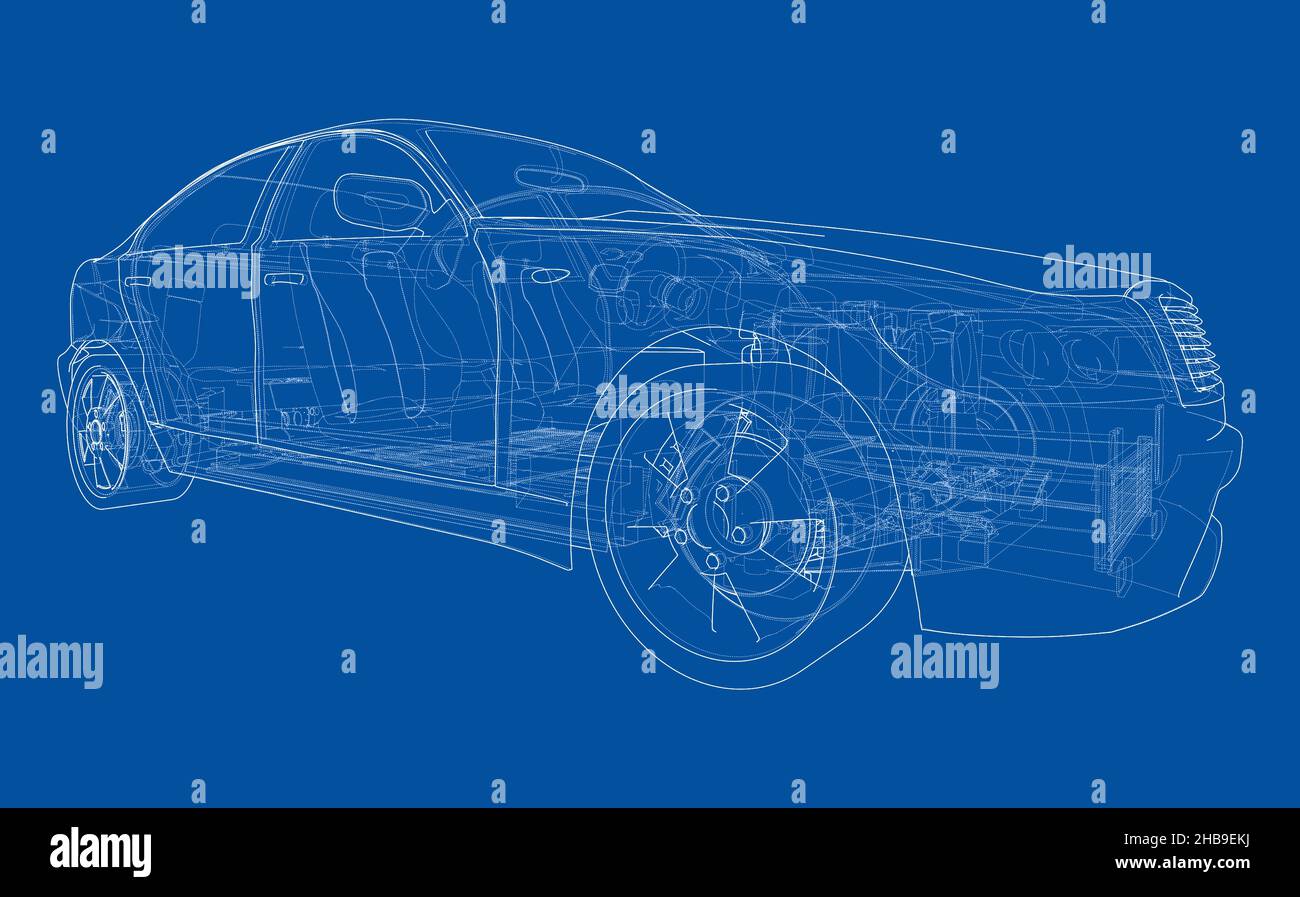 Electric Car With Chassis. 3d illustration Stock Photo - Alamy