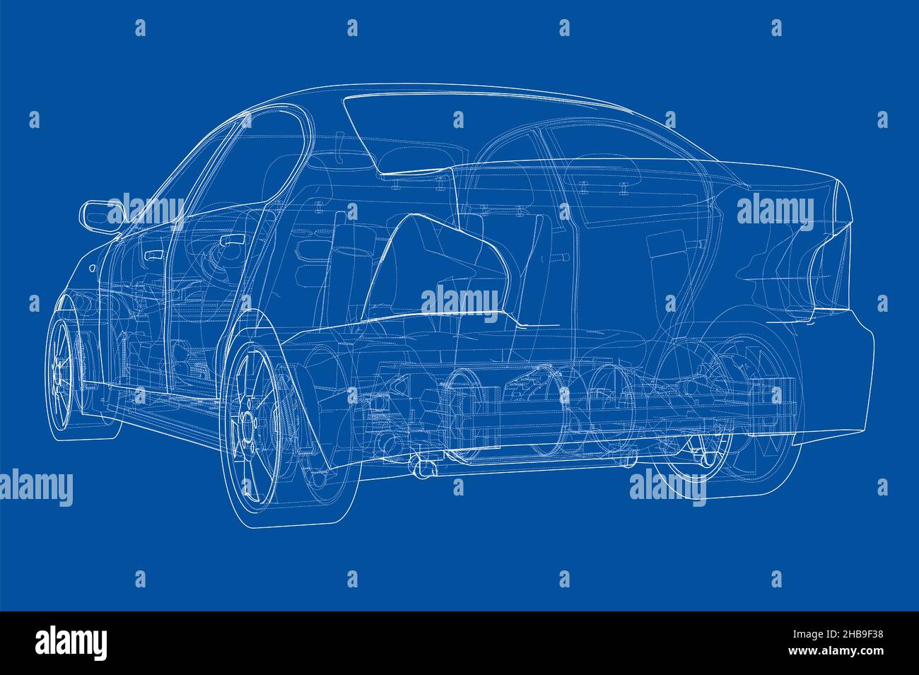 Electric Car With Chassis. 3d illustration Stock Photo - Alamy