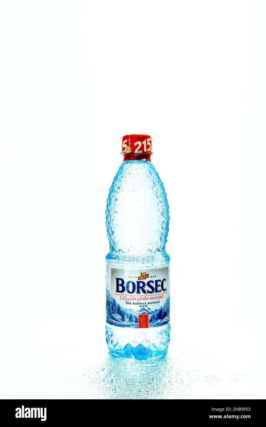 Bottle of Borsec natural mineral water in Bucharest, Romania, 2021 ...