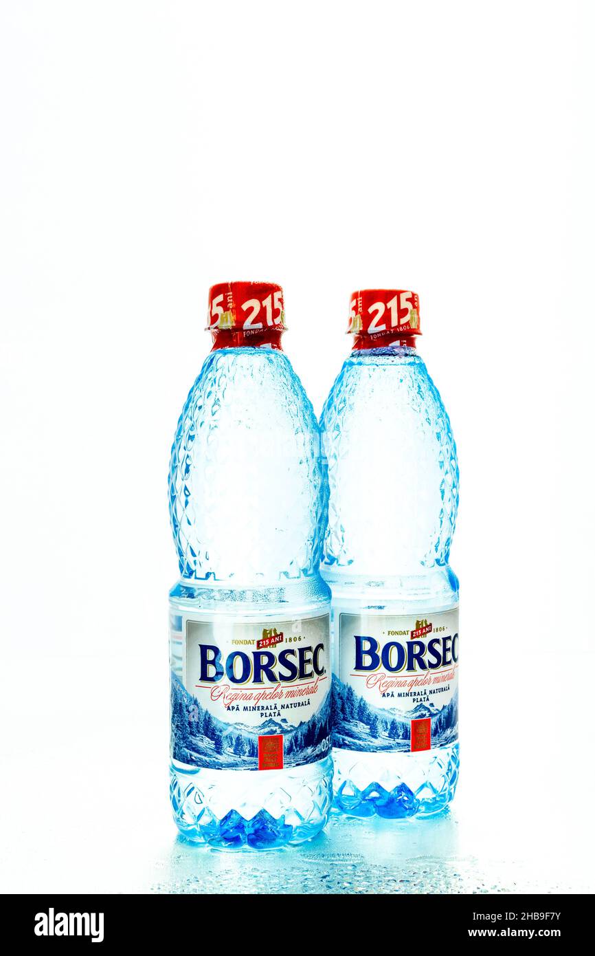 Bottle of Borsec natural mineral water in Bucharest, Romania, 2021 ...