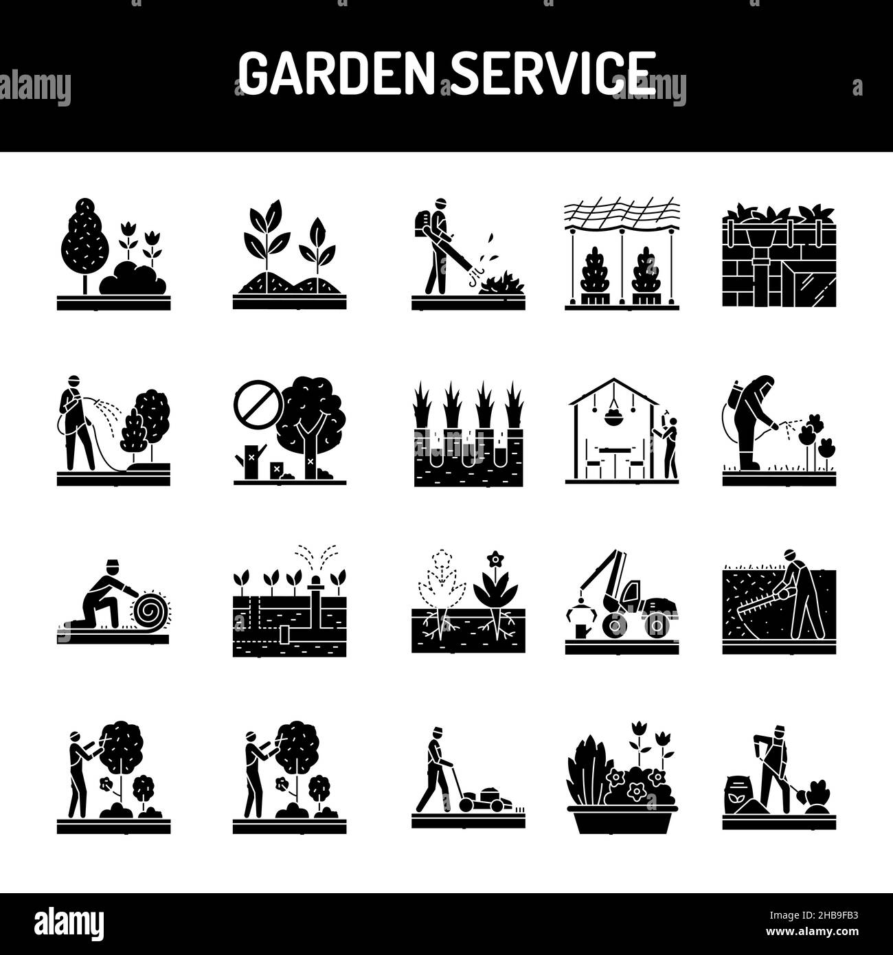 Garden service olor line icons set. Pictogram for web page, mobile app ...