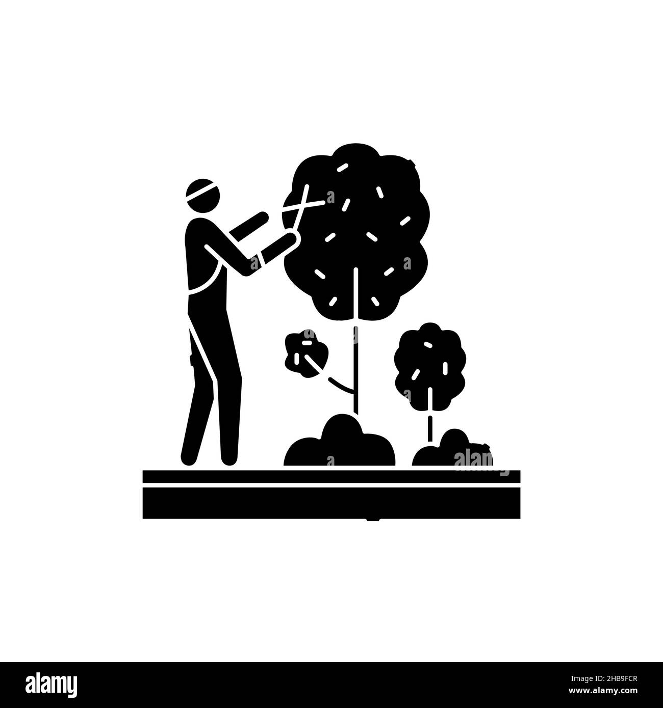 Tree trimming and pruning olor line icon. Garden service. Pictogram for ...