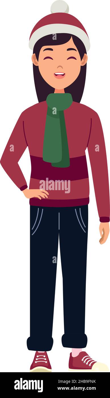 woman wearing winter clothes Stock Vector Image & Art - Alamy