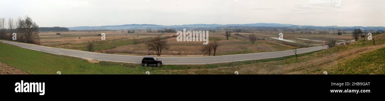 Panorama of the Jadar river valley in western Serbia near the town of ...