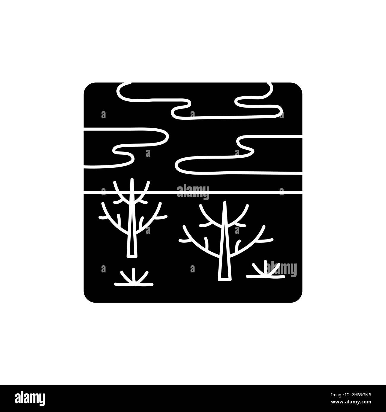 Barren Landscape Color Line Icon Isolated Vector Element Outline Pictogram For Web Page