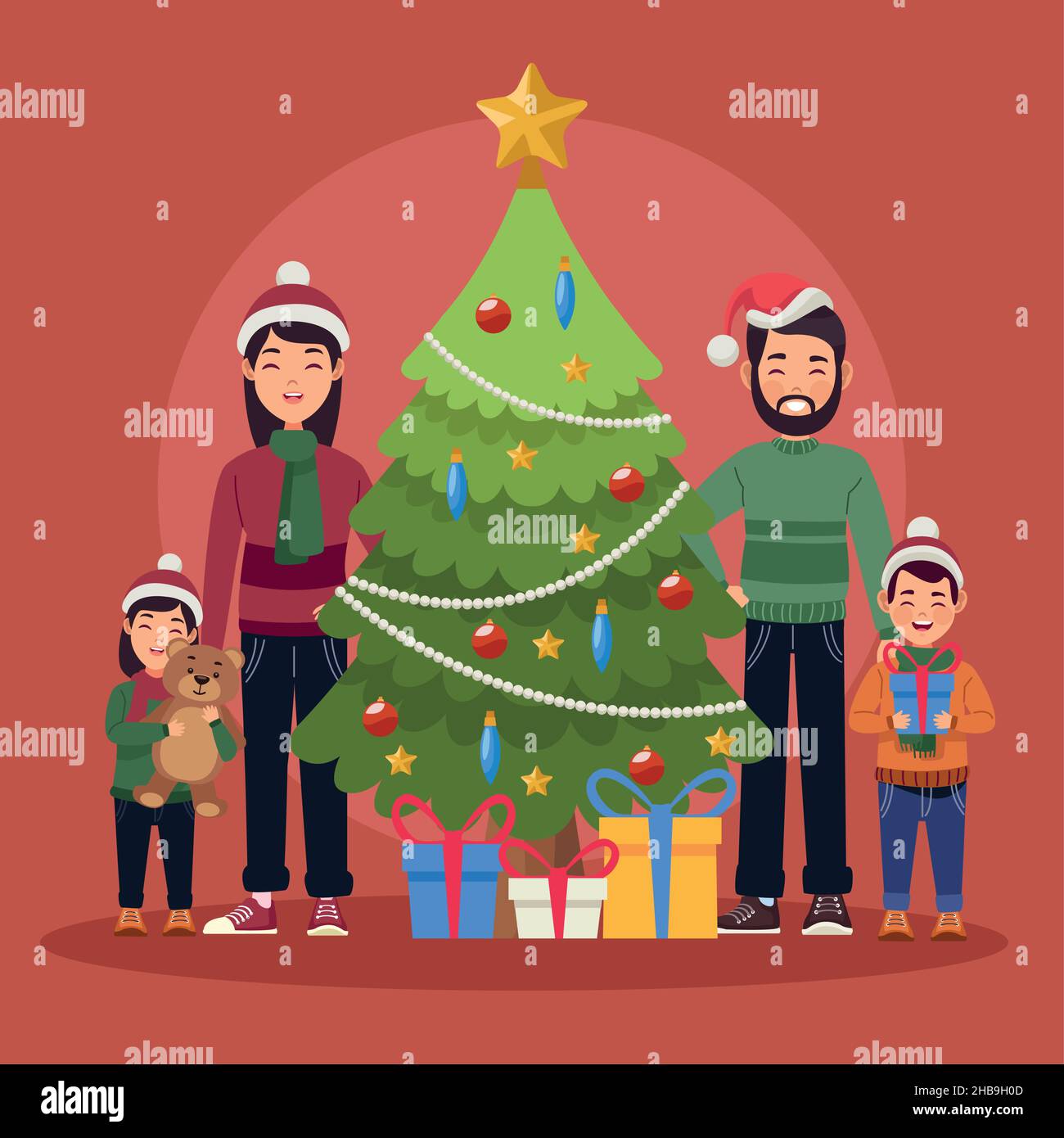 Group christmas presents Stock Vector Images - Alamy
