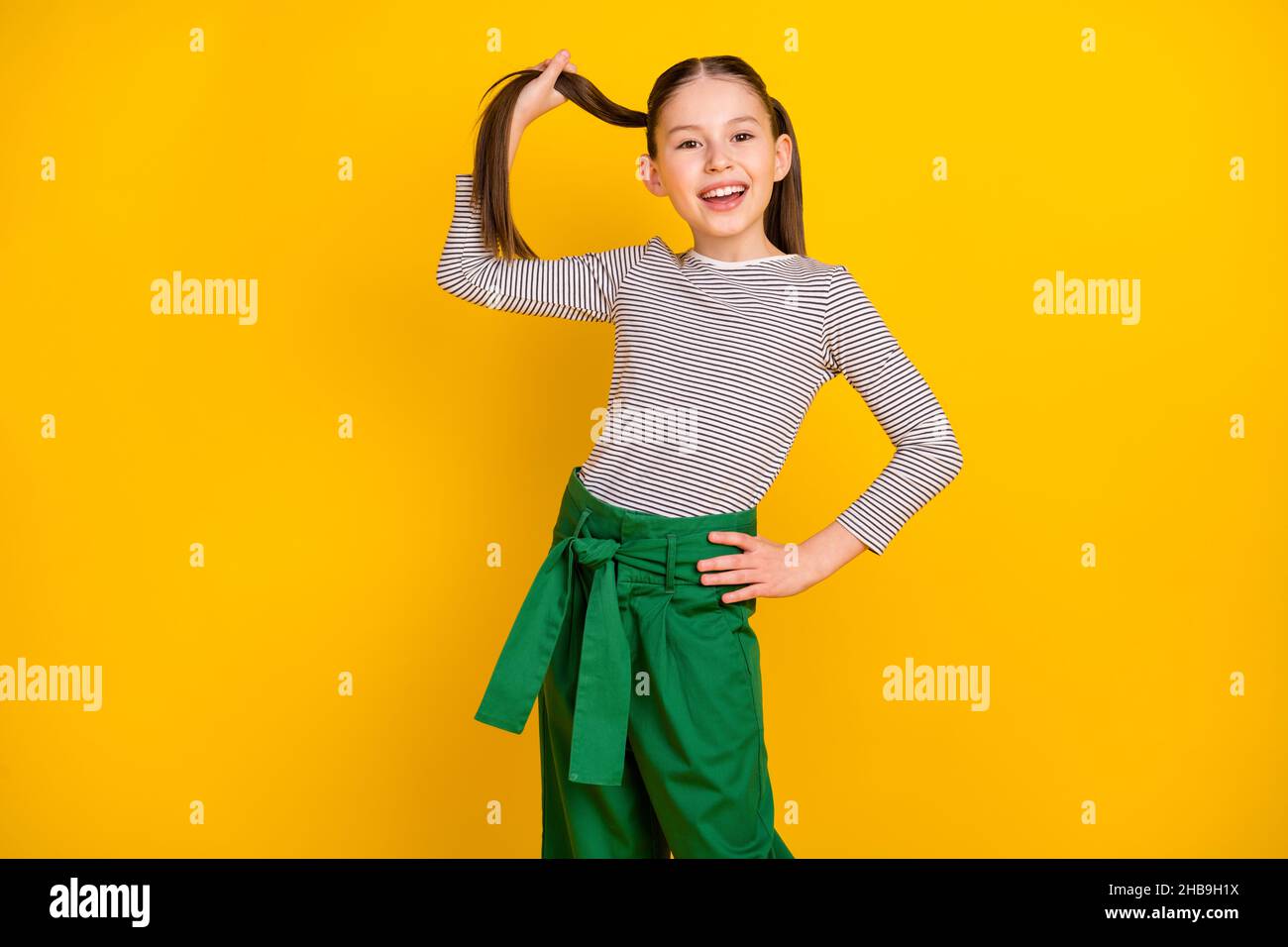 Photo of young attractive girl happy positive smile fooling grimace ...
