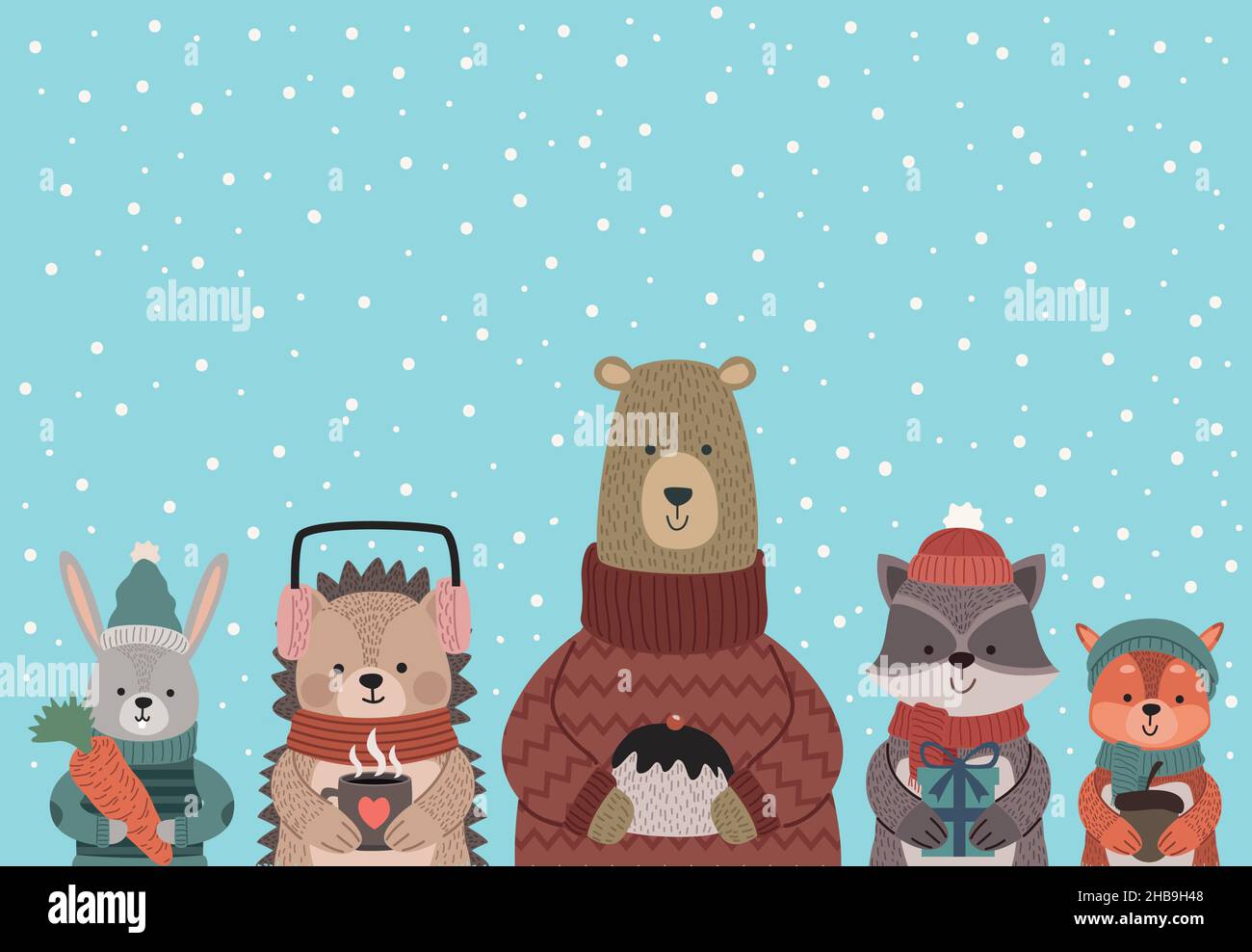 five animals wearing winter clothes Stock Vector Image & Art - Alamy