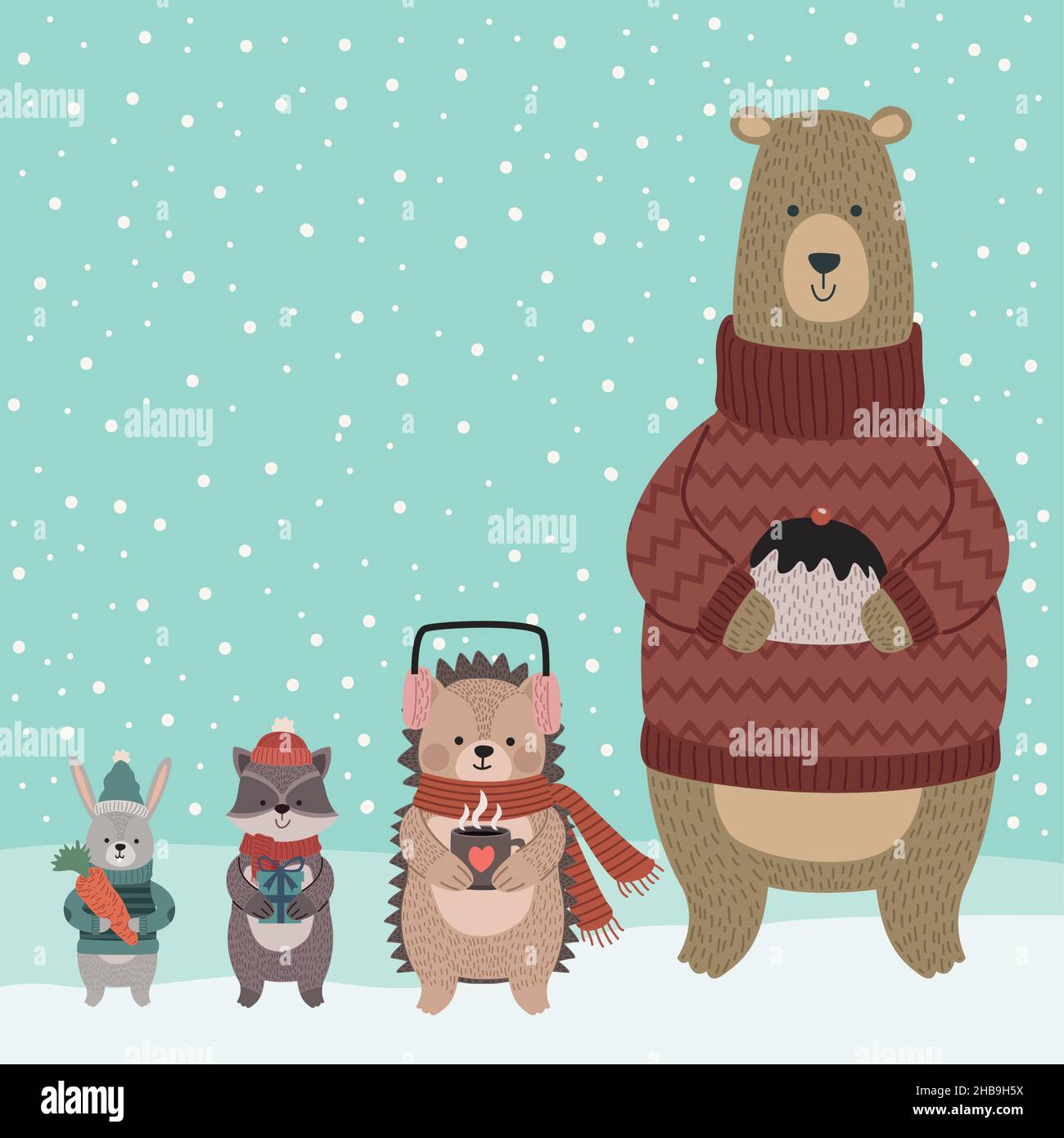 animals wearing winter clothes scene Stock Vector Image & Art - Alamy