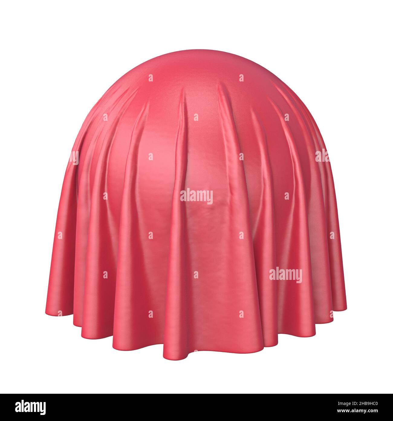 Red silk drapery over sphere 3D rendering illustration isolated on ...