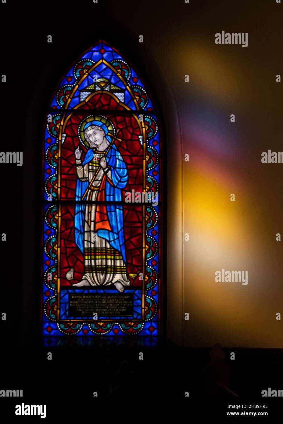Stained glass window inside UVA Chapel (University Chapel), University ...