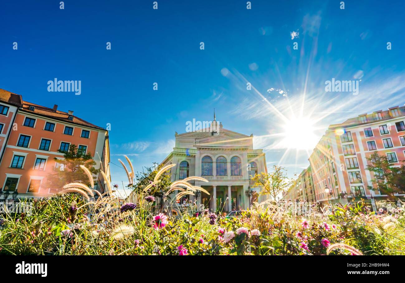 Munich, Germany - famous old buildings and theatre at the gaertnerplatz ...