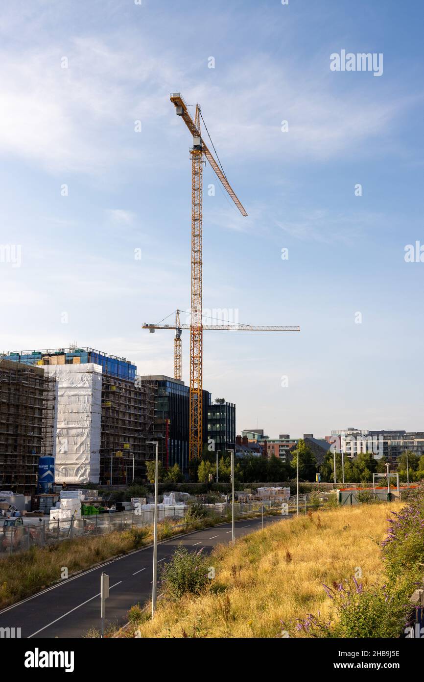 DUBLIN, IRELAND - Jul 25, 2021: A vertical shot of new apartments and ...