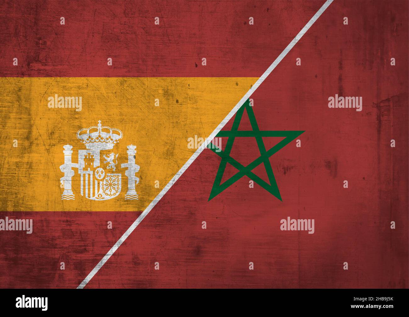 Inventive spanish flag versus moroccan flag, country conflict ...