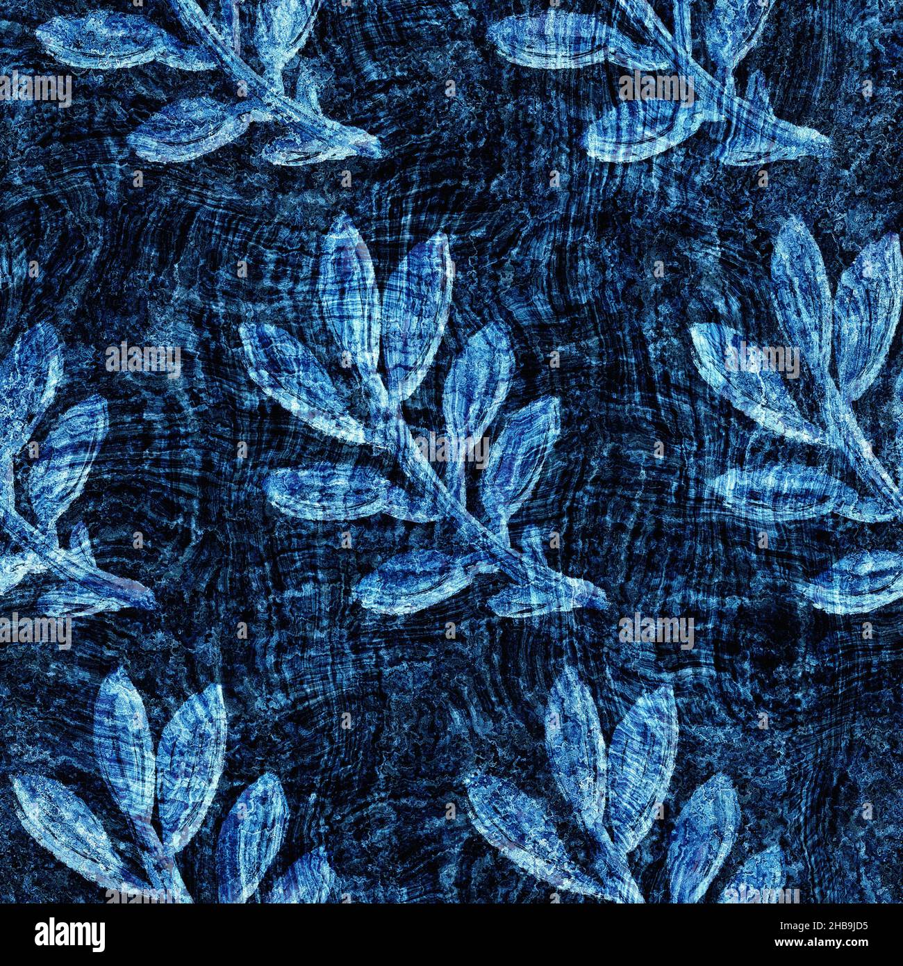 Seamless indigo block print texture on navy blue woven effect ...